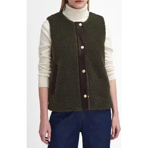 Barbour Dulsie High Pile Fleece Quilted Vest - Olive/ancient