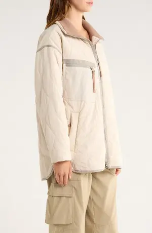 Prana Encinitas Water Repellent Quilted Field Coat - Almond
