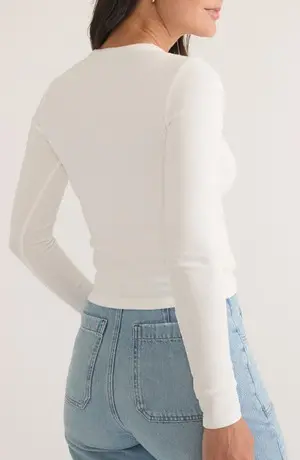 Marine Layer Lexi Sun-in Rib Long Sleeve T-shirt - White