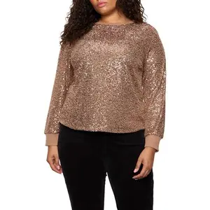 Sanctuary Sequin Long-sleeve Top - Mocha Brown
