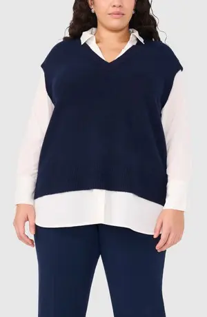 Halogen Layered Look Sweater Vest