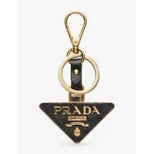 Prada Saffiano Leather And Metal Keychain