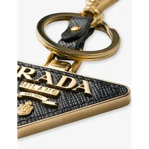 Prada Saffiano Leather And Metal Keychain
