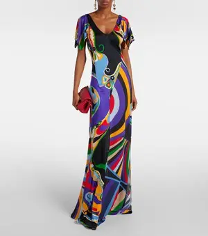 Emilio Pucci Orchidee And Iride Printed Gown