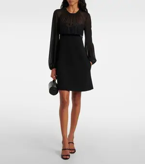 Max Mara Jader Sablé And Silk Georgette Minidress