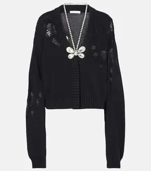 AREA Embellished Cotton And Cashmere Cardigan
