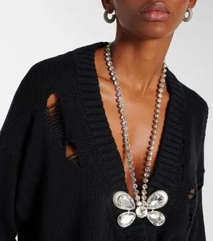 AREA Embellished Cotton And Cashmere Cardigan
