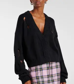 AREA Embellished Cotton And Cashmere Cardigan