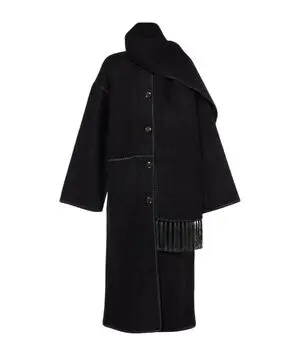 TOTEME Embroidered Wool-blend Scarf Coat - Black