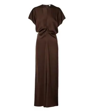 TOTEME Slouch Draped Maxi Dress - Brown