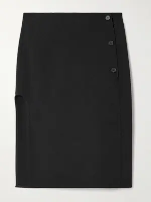 COURREGES Courrèges Wool-blend Crepe Midi Skirt