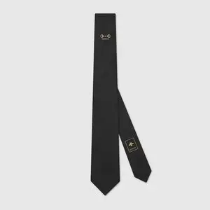 Gucci Horsebit Silk Jacquard Neck Tie - Black