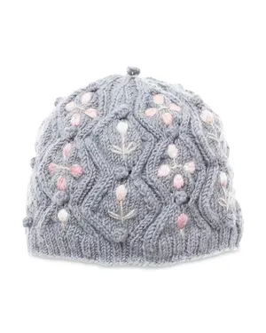 FRENCH KNOT Tilly Knitted Wool Hat - Gray