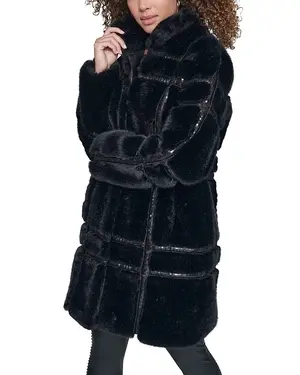 Karl Lagerfeld Paris Faux Fur Coats For Women
