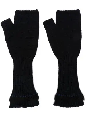 BARRIE Shearling-trim Fingerless Gloves - Blue