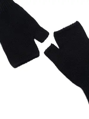 BARRIE Shearling-trim Fingerless Gloves - Blue
