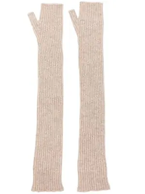 BARRIE Cashmere Fingerless Gloves - Neutrals