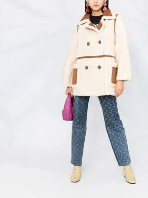 STAND STUDIO Double-breasted Faux Shearling Coat