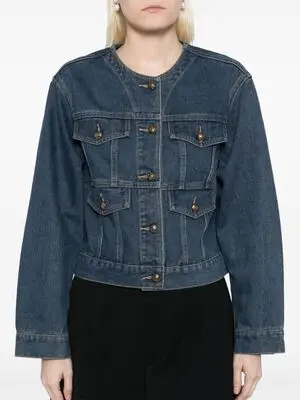 B+AB Collarless Denim Jacket