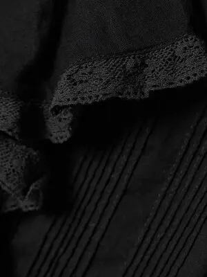 DÔEN Hardy Lace-trimmed Organic Cotton-voile Blouse - Black