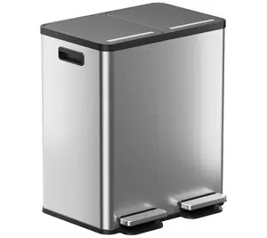 ITOUCHLESS 16 Gallon Stainless Steel Dual Trash Can - Silver