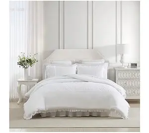 Laura Ashley Eyelet Ruffle Microfiber White Kin G Comforter Sha - One-color