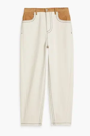 Marni Two-Tone High-Rise Tapered Jeans Beige