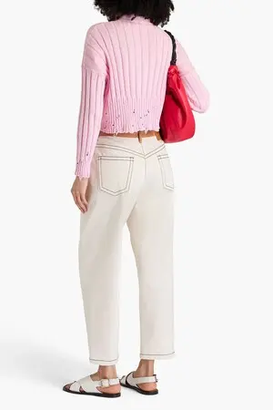 Marni Two-tone High-rise Tapered Jeans - Ivory