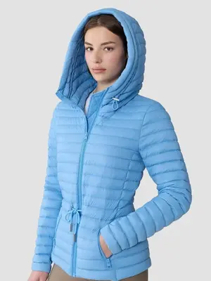 Soia & Kyo Ayleen Lightweight Hooded Puffer Jacket - Poolside Blue