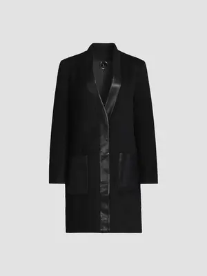 Kobi Halperin Brigitta Wool Faux Leather-trim Coat