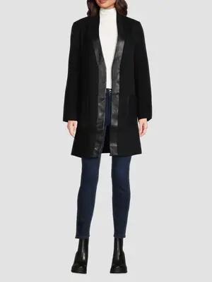 Kobi Halperin Brigitta Wool Faux Leather-trim Coat