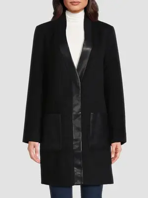 Kobi Halperin Brigitta Wool Faux Leather-trim Coat