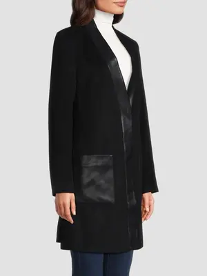 Kobi Halperin Brigitta Wool Faux Leather-trim Coat