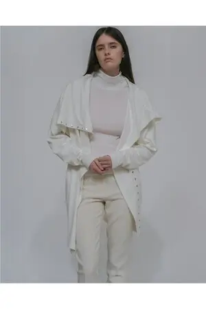 Rosetta Getty Interlock Jersey Funnelneck Snap Cardigan - White
