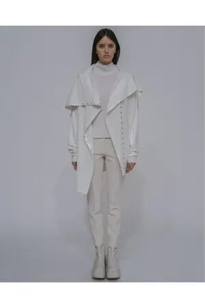Rosetta Getty Interlock Jersey Funnelneck Snap Cardigan - White