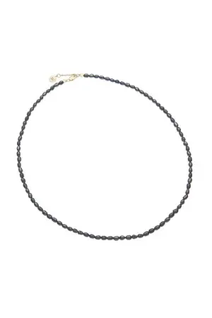 JANE WIN 10k Gold Rice Pearl Necklace - Black