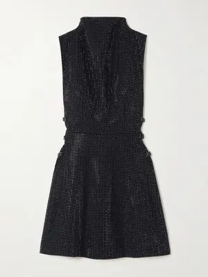 SELF-PORTRAIT Bow And Crystal-embellished Crepe Mini Dress