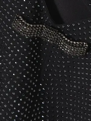 SELF-PORTRAIT Bow And Crystal-embellished Crepe Mini Dress