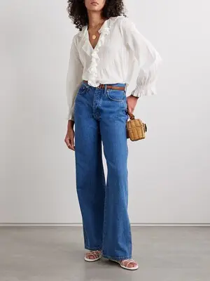 DÔEN Hardy Lace-trimmed Organic Cotton-voile Blouse - White
