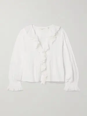 DÔEN Hardy Lace-trimmed Organic Cotton-voile Blouse - White