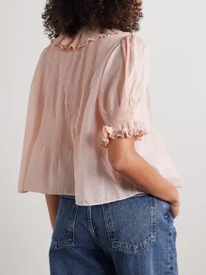 DÔEN Henri Lace-trimmed Organic Cotton-voile Blouse - Pink