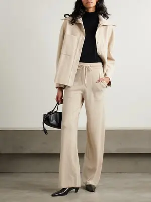 Max Mara Wool And Cashmere-blend Track Pants - Neutrals