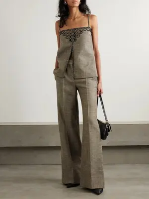 Stella McCartney Herringbone Wool-blend Wide-leg Trousers