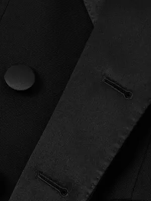 Dolce & Gabbana Double-breasted Silk-blend Satin-trimmed Wool-blend Twill Coat