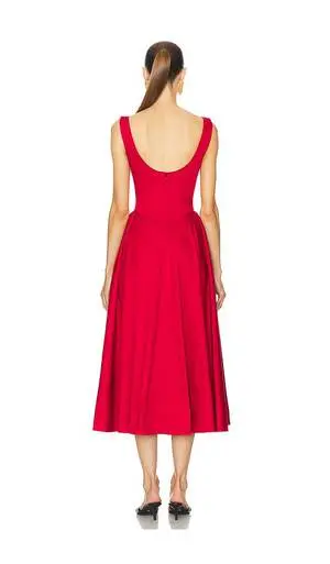 HELSA Stretch Cotton Sateen Midi Dress