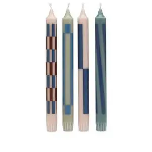 HAY Pattern Candle Set Of 4 - Light Pink/blues