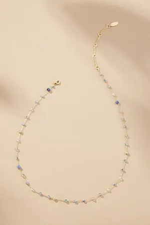 Anthropologie Mixed Bead Necklace Blue