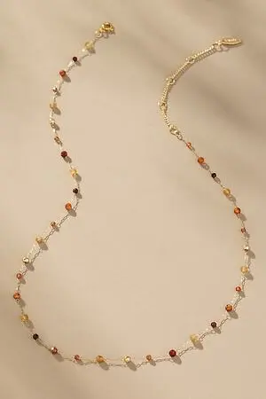 Anthropologie Mixed Bead Necklace Brown