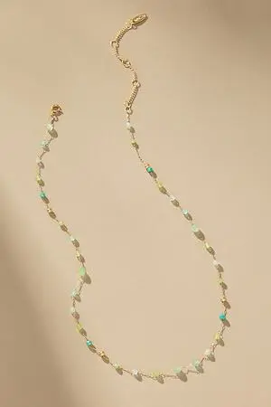 Anthropologie Mixed Bead Necklace Light Blue