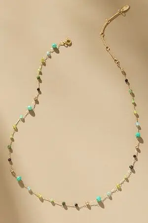 Anthropologie Mixed Bead Necklace Olive
